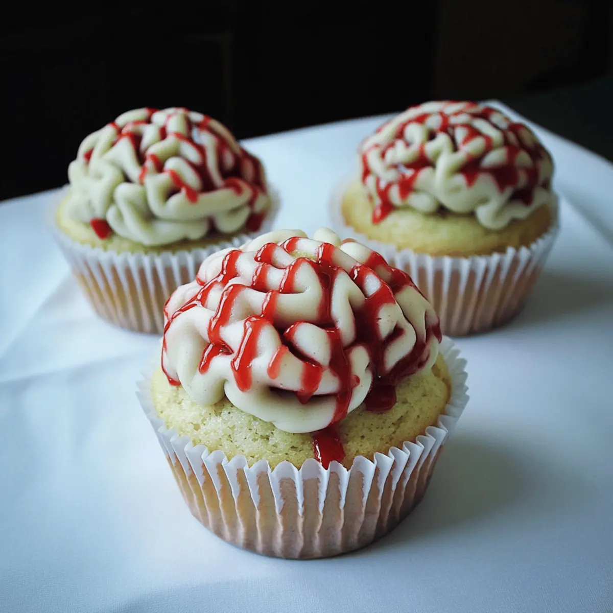 Easy Delicious Zombie Brain Cupcakes Recipe with Gooey Filling